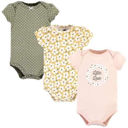 Hudson Baby Infant Girl Cotton Bodysuits, Sage Floral Wreath, 12-18 ...