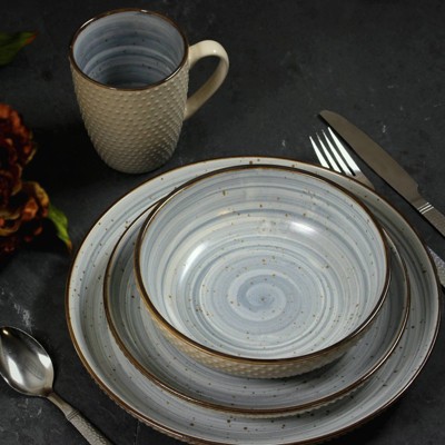 16pc Stoneware Cloud Dinnerware Set Blue - Elama: Splatter Pattern ...