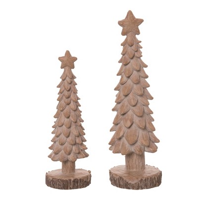 Transpac Wood 27.75 In. Brown Christmas Tiered Tree Tray Set Of 2 : Target