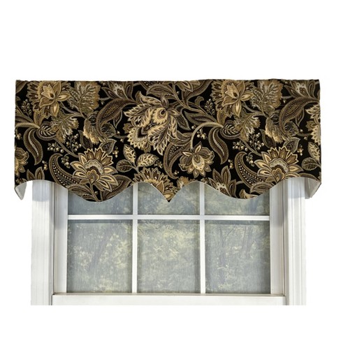 Valdosta Regal Style 3" Rod Pocket Valance 50" X 17" Black By Rlf Home ...