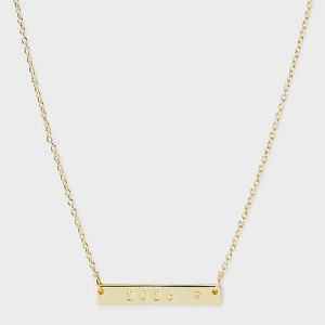 14k Gold Dipped Lab-Grown Diamond "2026" Bar Necklace - Gold : Target