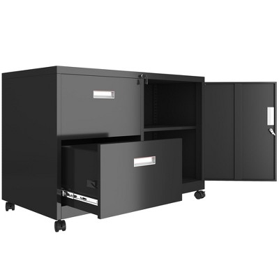 Nicbex 2 Drawer Mobile File Cabinet With 1 Cabinet,office Cabinet With ...