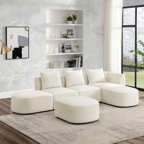 L-shaped Sectional Sofa With Right Side Chaise And Ottoman, Modular ...