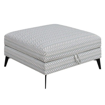 Simple Relax Round Ottoman With Metal Base In Blue And Gold : Target