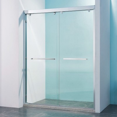 Traditional Sliding Shower Door In Brushed Nickel With Clear Glass : Target