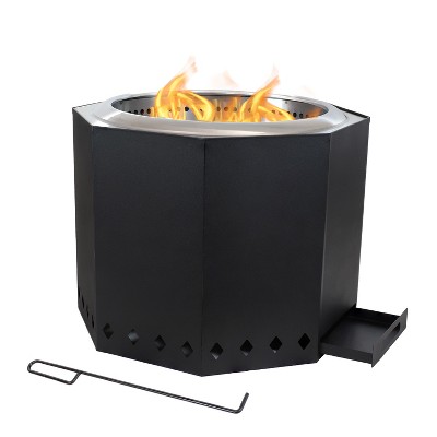 Nature Spring Star And Moon Wood Burning Fire Pit – Black : Target