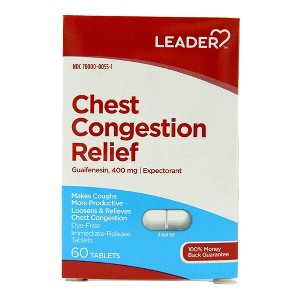 Leader Chest Congestion Relief Tablets Guaifenesin Expectorant for ...