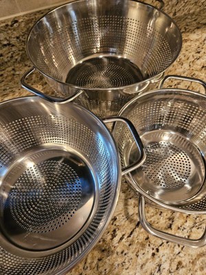 3pc (1.5qt, 3qt, And 5qt) Stainless Steel Colander Set Silver - Figmint ...