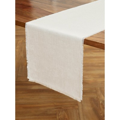 Solino Home Linen Fringe Table Runner Light Natural 14 X 108 Inches ...