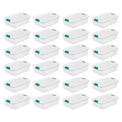 Sterilite 32-Qt Clear & Blue Stackable Latching Storage Box Container ...