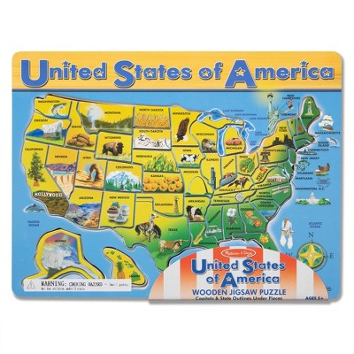 Melissa & Doug Usa Map Kids' Wooden Puzzle - 45pc : Target