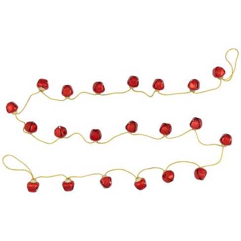Northlight Shiny Christmas Jingle Bells Metal Garland - 7.5' X 1" - Red ...