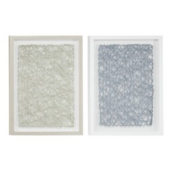 (set Of 2) 20" Square Abstract String Art Shadow Box Wall Decor Silver ...