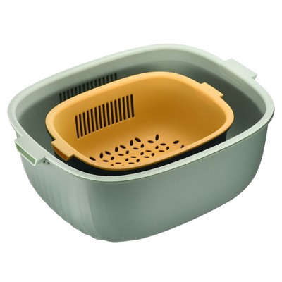 Unique Bargains Plastic Colander Kitchen Drain Basket With Handles Rice ...