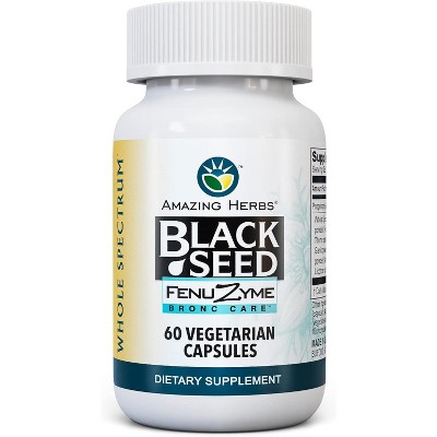 Amazing Herbs Black Seed Fenuzyme Bronch Care Capsules Herbal Dietary ...