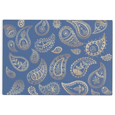 Cynthia Haller Classic Blue And Gold Paisley 8' X 10' Outdoor Rug ...