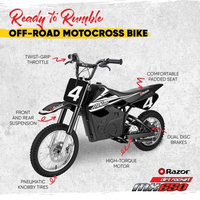 Razor MX650 Dirt Rocket High-Torque Electric Motocross Dirt Bike, 17 ...