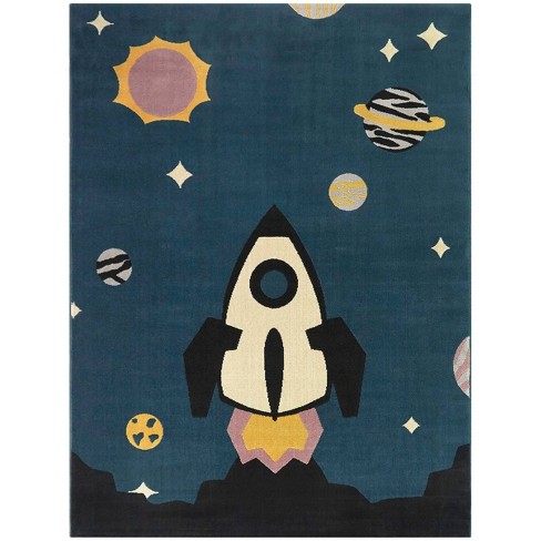 Balta Rugs 4'4"x6' Kids' Aldrin Space Launch Blue: Rectangle, Fade ...