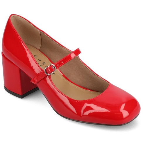 Journee Womens Okenna Tru Comfort Foam Low Heel Square Toe Pumps, Red 9 ...