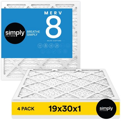 Simply 19x30x1 Air Filter, Merv 8, MPR 600, 4 Pack, Furnace Air Filter ...