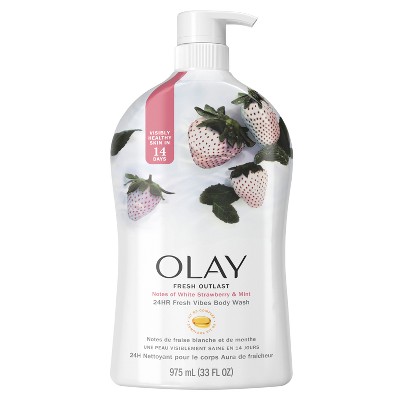 Olay Fresh Outlast Body Wash White Strawberry & Mint 33 Fl Oz : Target