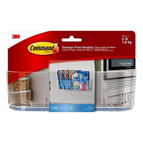 Command Large Sized Caddy With Strips: Clear Plastic Wall Organizer ...