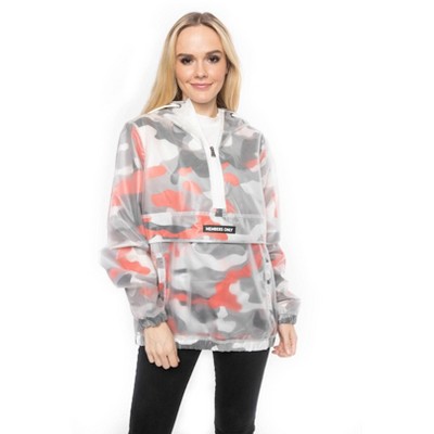 Members Only Women's Translucent Camo Print Popover Oversized Jacket ...