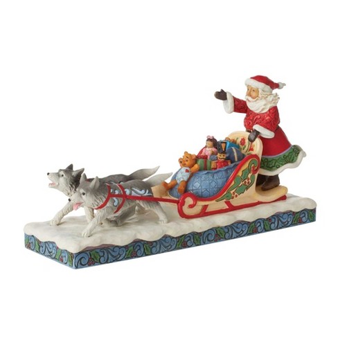 Jim Shore 4.5 Inch Merry Mushing Sledding Santa Dog Santa Figurines ...
