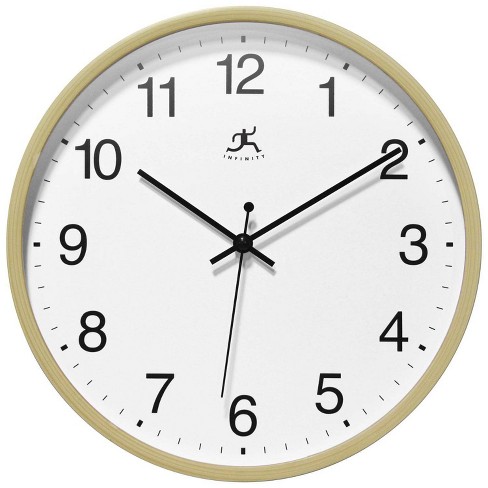 10" Light Oak Wall Clock Tan - Infinity Instruments: Modern Analog ...