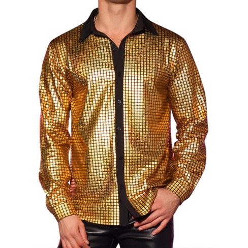 Lars Amadeus Men's Long Sleeves Button Down Nightclub Shiny Party ...