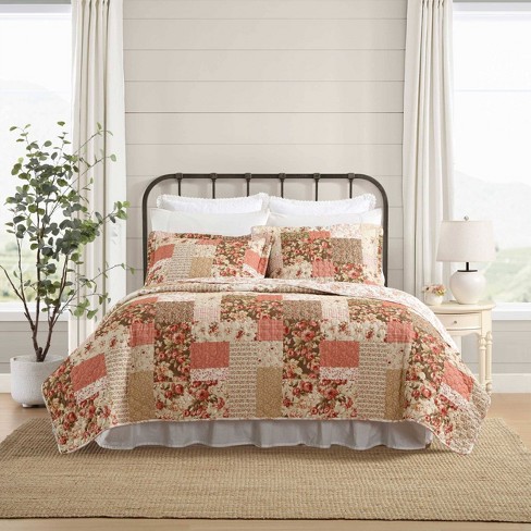 Laura Ashley Full/queen Harrietta Patchwork Quilt Set Pink : Target