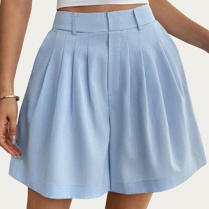 Anna-Kaci Women's High Waist Pleated Shorts with Wide Leg Design ...