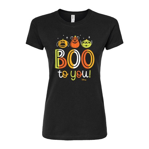 Women's Disney Boo To You Juniors Fitted Graphic T-shirt - Black ...