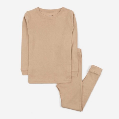 Leveret Kids Two Piece Long Sleeve Cotton Solid Neutral Color Pajamas ...
