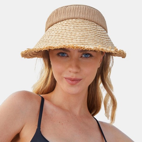 Women's Frayed Edge Wide Brim Straw Visor Hat - Cupshe-one Size-brown ...