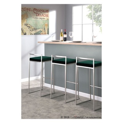 Set Of 2 30" Fuji Contemporary Stackable Barstools Stainless Steel ...