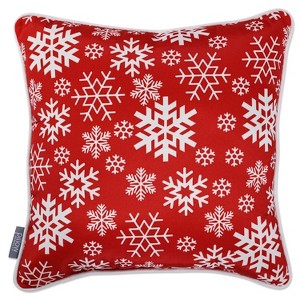 18"x18" Christmas Snowflakes Square Throw Pillow Red/white - Pillow ...