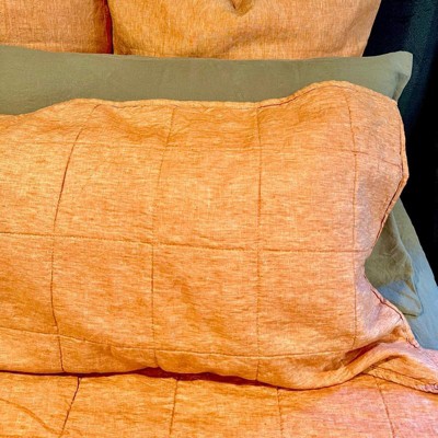 French Linen Box Stitch Quilt & Sham Set - Full/queen - Clay | Bokser ...