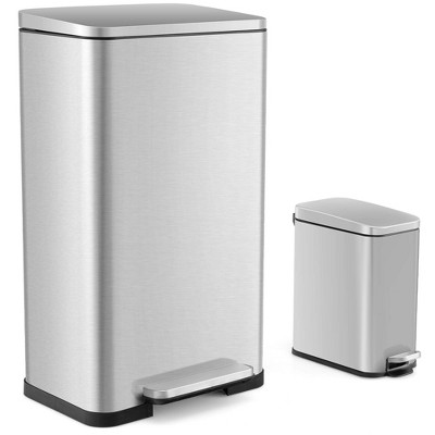 Costway 2 Pack Trash Can Combo Set With Step-on Pedal Removable Inner ...