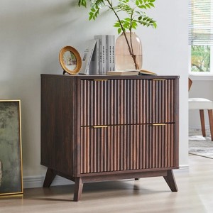 Fluted File Cabinet with 2 Drawers, Modern Lateral File Cabinets With ...