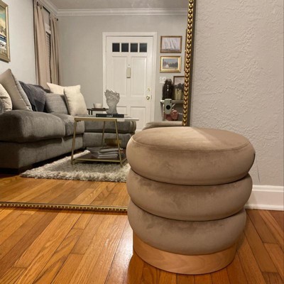 Clarkdale Channel Tufted Ottoman With Wood Base - Threshold™ Designed ...