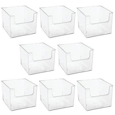 Mdesign Stackable Plastic Home Office Storage Bin With Handles, 8 Pack ...
