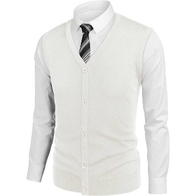 COOFANDY Men's Sweater Vest V Neck Casual Sleeveless Knitted Button ...