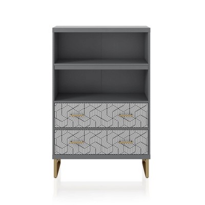 47.25 Scarlett Bookshelf With Drawers Gray Cosmoliving By Cosmopolitan Target