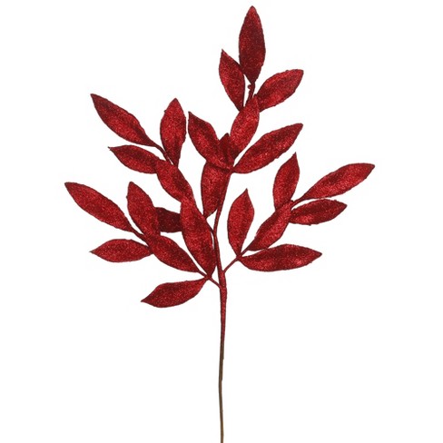 Vickerman 22" Red Glitter Bayleaf Artificial Spray. Includes 12 Sprays ...