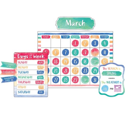 Teacher Created Resources® Watercolor Calendar Bulletin Board Display ...