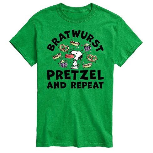 Men's Peanuts Bratwurst Pretzel And Repeat Snoopy Short Sleeve Graphic ...