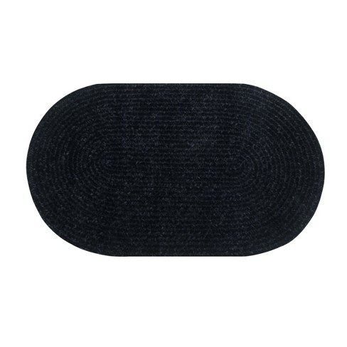 60" X 96" Chenille Solid Collection Black Reversible Indoor Area ...