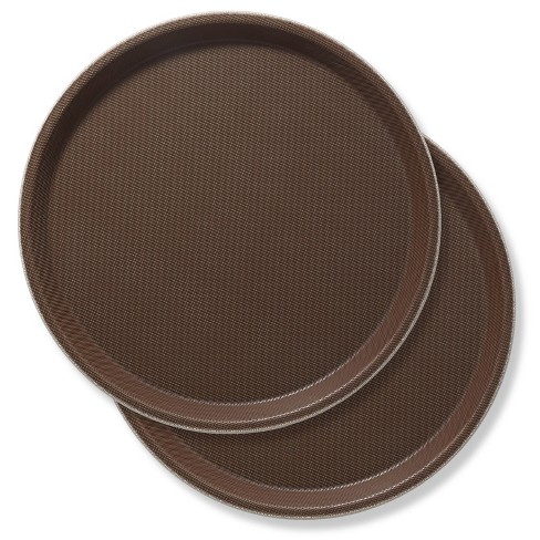 Jubilee (set Of 2) 11" Round Restaurant Serving Trays, Brown - Nsf ...