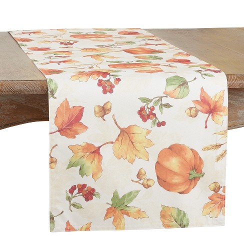 Saro Lifestyle Fall Pumpkin Design Dining Table Runner : Target